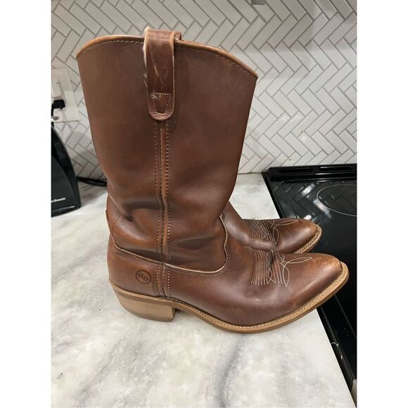 Double H | Shoes | Vintage Double H Boot Ranch Wellington Brown Leather ...